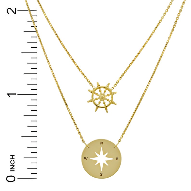 Gold Navigation Compass Layering Necklace 14 Karat Solid - Etsy