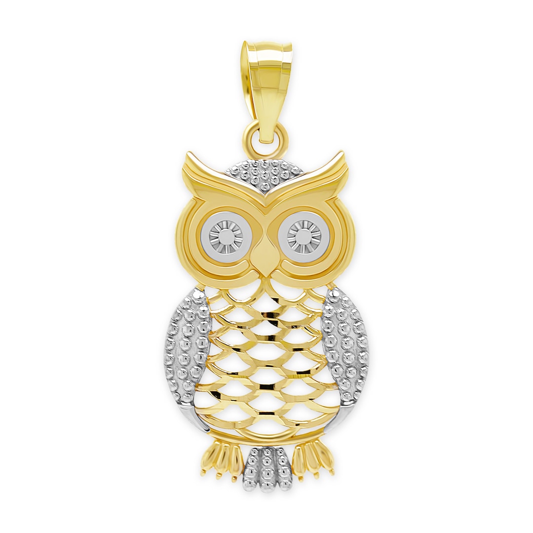 Gold Owl Charm - 10 Karat Solid Gold With Optional Gold Chain - Owl ...