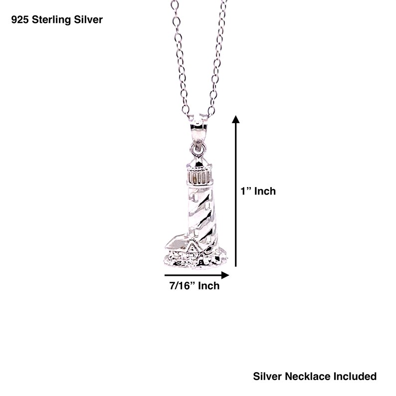 Silver Lighthouse Pendant Necklace 925 Sterling Silver - Etsy