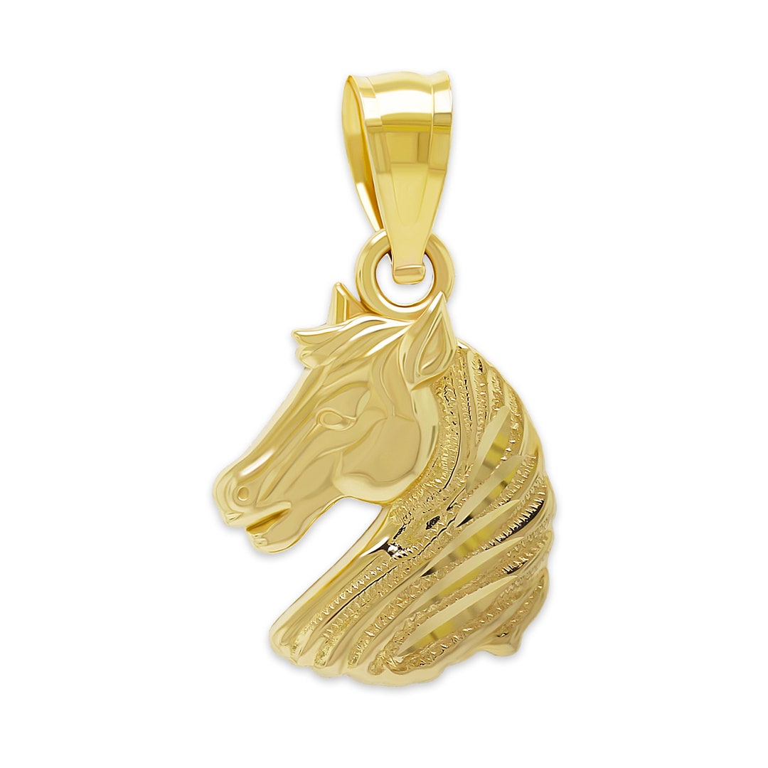 Gold Horse Head Charm Pendant - 10 Karat Gold - Horse Jewelry ...