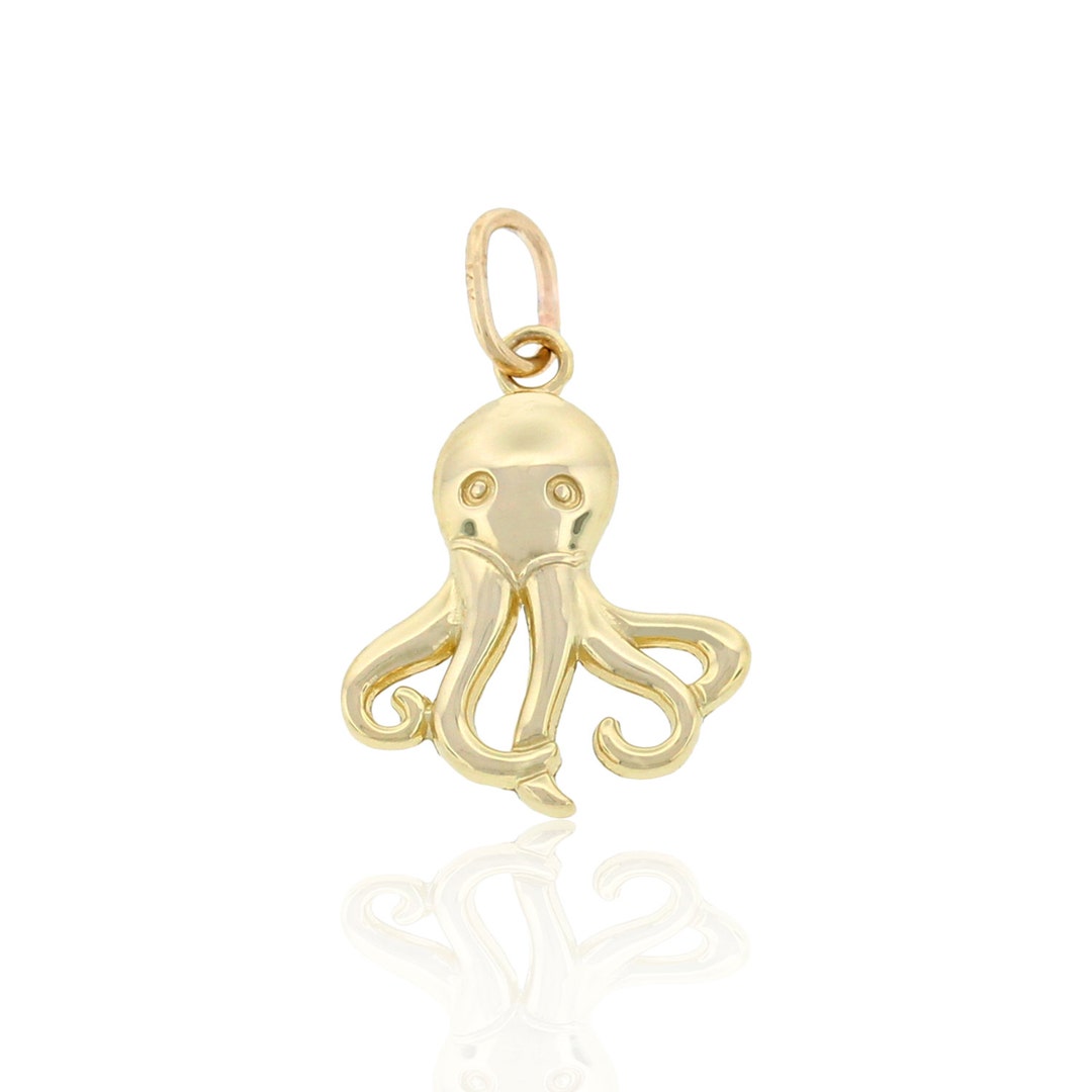 Gold Baby Octopus Charm - Octopus Necklace- 10K Solid Gold - Great Gift ...
