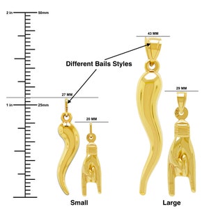 Gold Italian Horn With Hand Sign Pendant - 10 Karat Gold - Optional ...