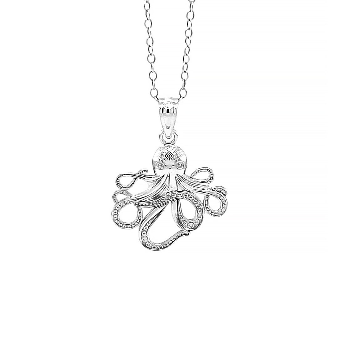 Silver Octopus Necklace- 925 Sterling Silver- Silver Adjustable ...