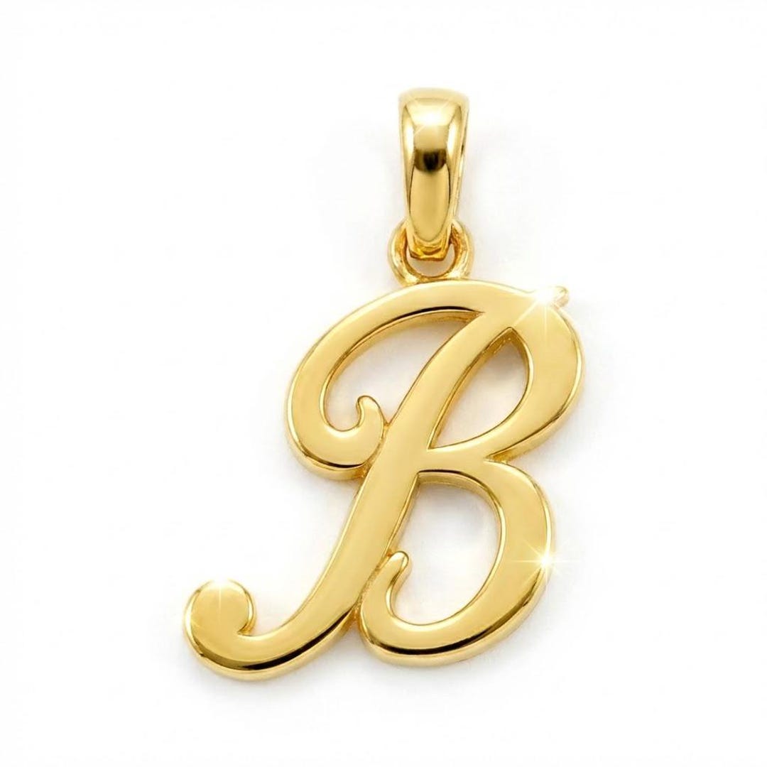 Gold Initial Letter "b" Charm - Letter Pendant - 14 Karat Solid Gold ...