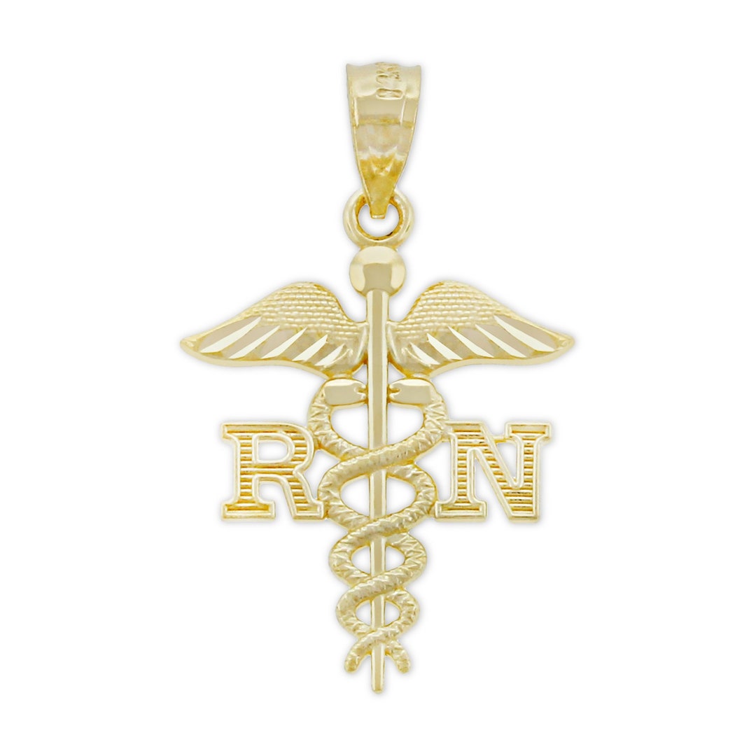 Gold Registered Nurse RN Charm - 10 Karat Solid Yellow Gold With ...