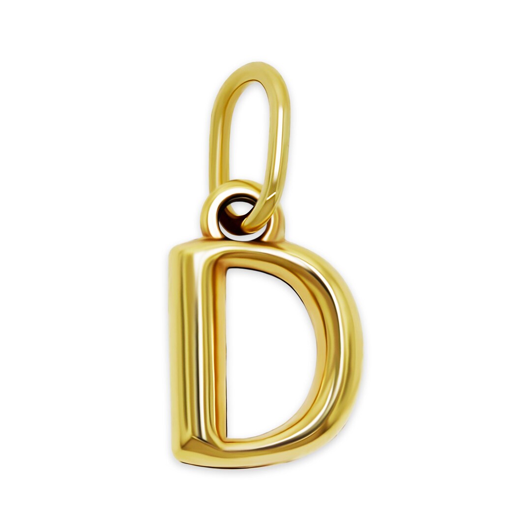 Gold Bubble Puff Initial D Charm Pendant - 3D Puffed Letter Charm - 10 ...