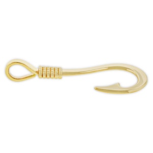 Gold Fish Hook Charm - 10 Karat Solid Gold With Optional Gold Chain ...