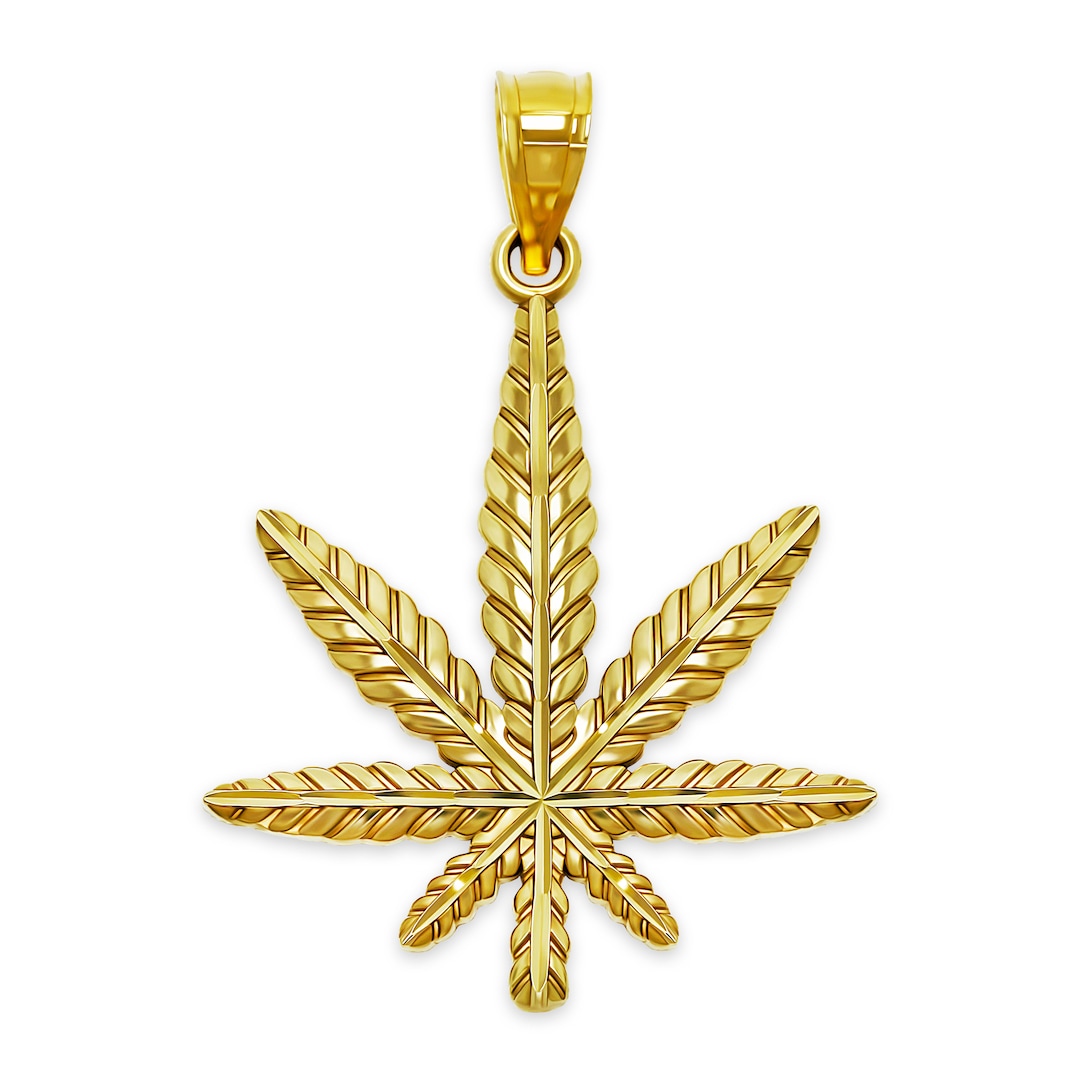 Gold Marijuana Leaf Charm - Cannabis Jewelry - Cannabis Necklace- 10 ...