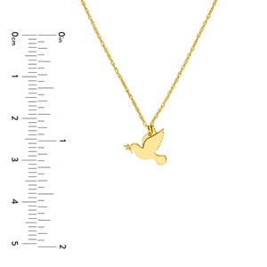 Gold Dove Necklace Pendant - 14 Karat Gold - Dove Bird Charm - Animal ...