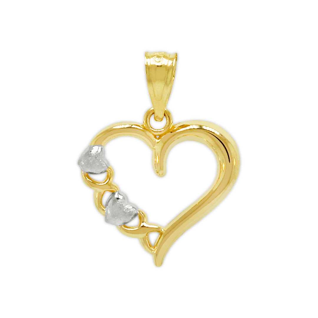 Gold Hugs and Kisses Heart Charm XOXO - 14 Karat Solid Gold - Heart ...