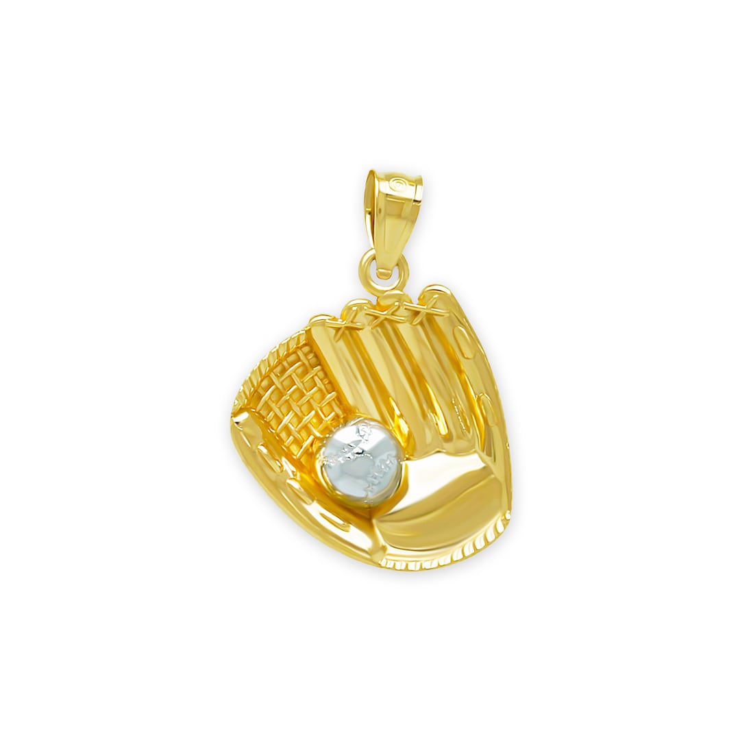 Gold Baseball Glove Charm - 10 Karat Solid Gold - Baseball Jewelry With ...