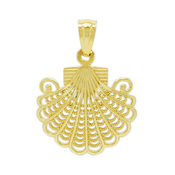 Gold Seashell Charm 10 Karat Solid Gold Nautical Jewelry - Etsy