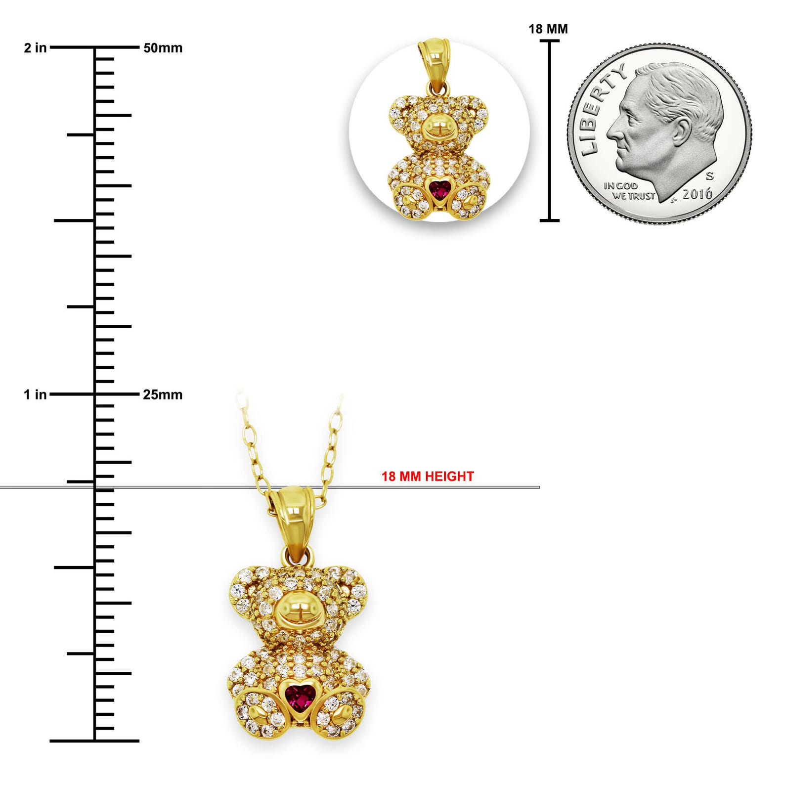 Gold Teddy Bear Pendant Necklace - Gold Plated on 925 Sterling Silver ...