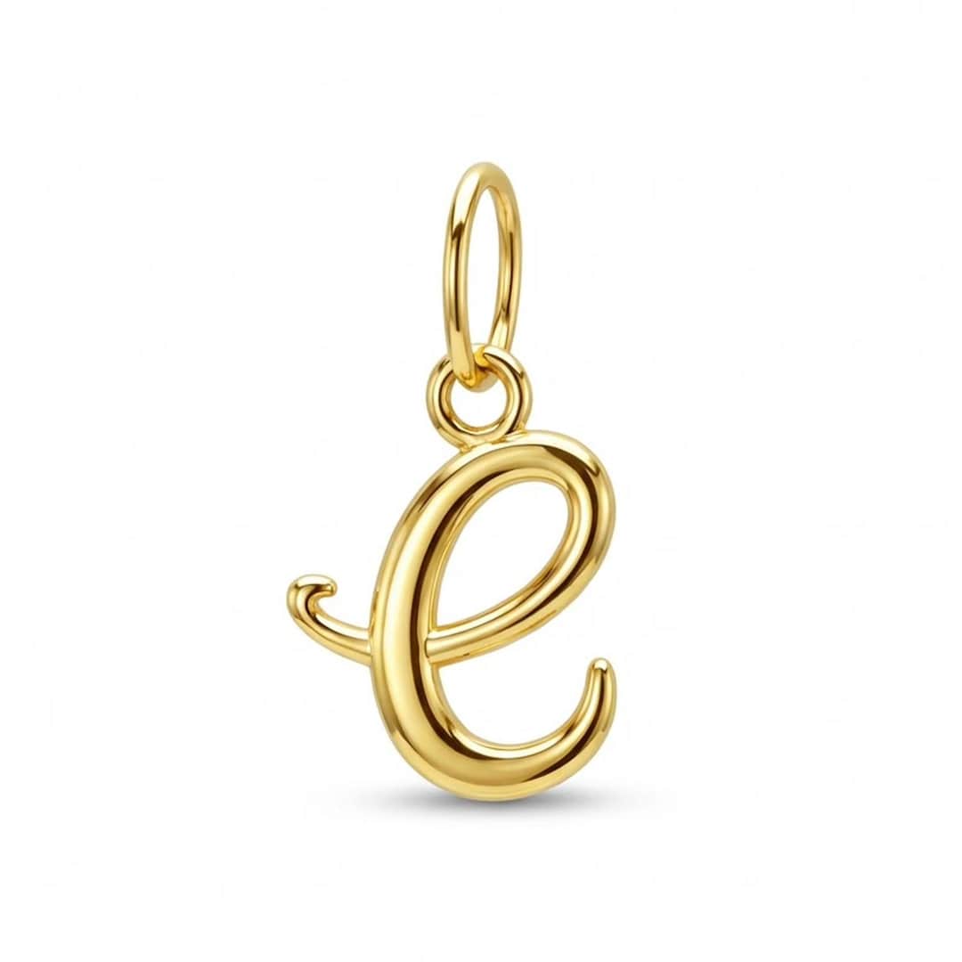 Gold Lower Case Initial E Charm - 10 Karat Solid Gold - Letter E ...