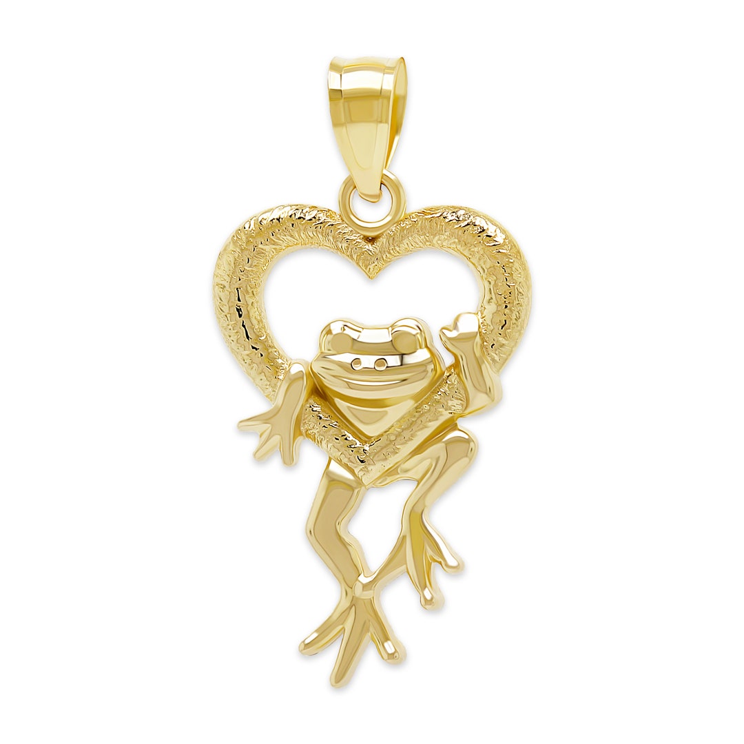 Gold Frog Charm Pendant - 10 Karat Gold - Frog Jewelry - Animal Jewelry ...