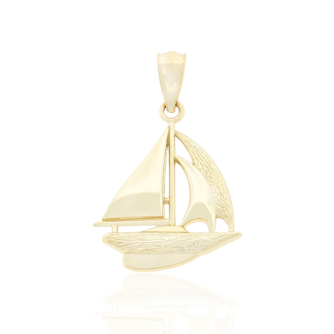 Gold Sailboat Charm 10 Karat Solid Gold Optional Gold - Etsy