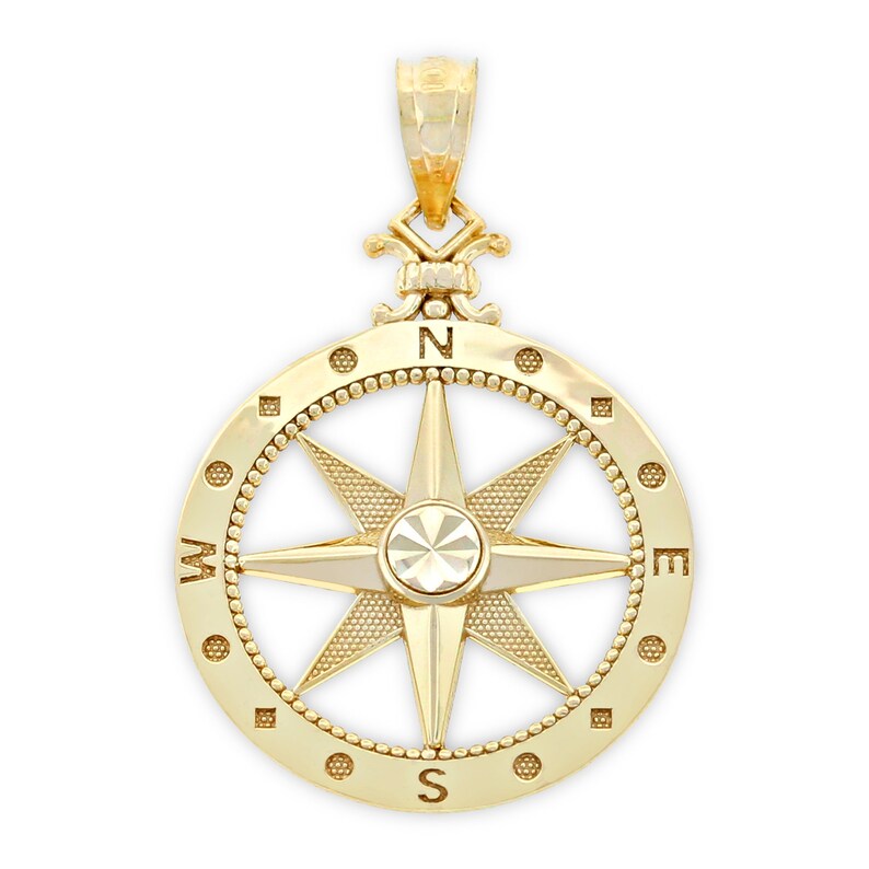 Charm America Gold Compass Charm 10 Karat Solid Gold - Etsy
