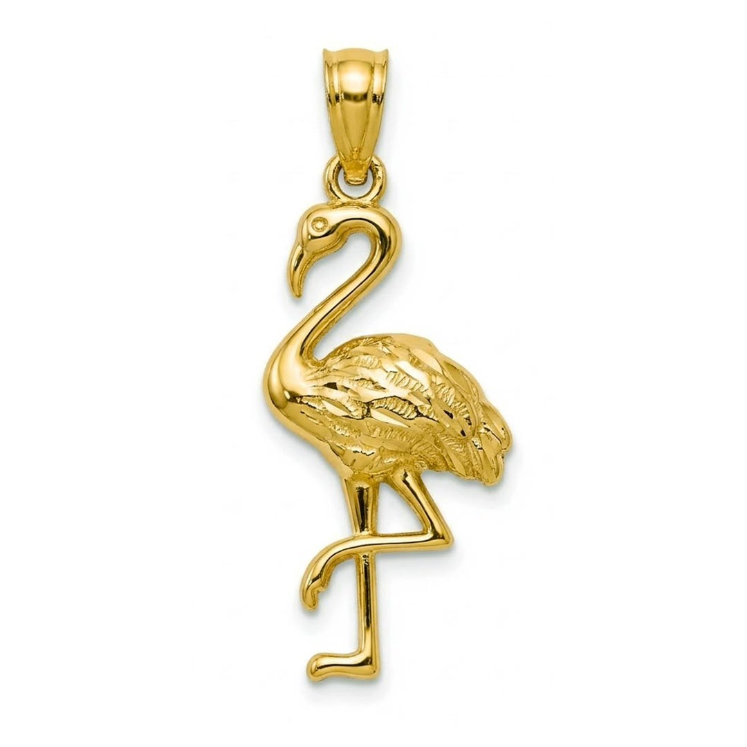 Gold Flamingo Charm - 10 Karat Solid Gold - Flamingo Jewelry - Tropical ...