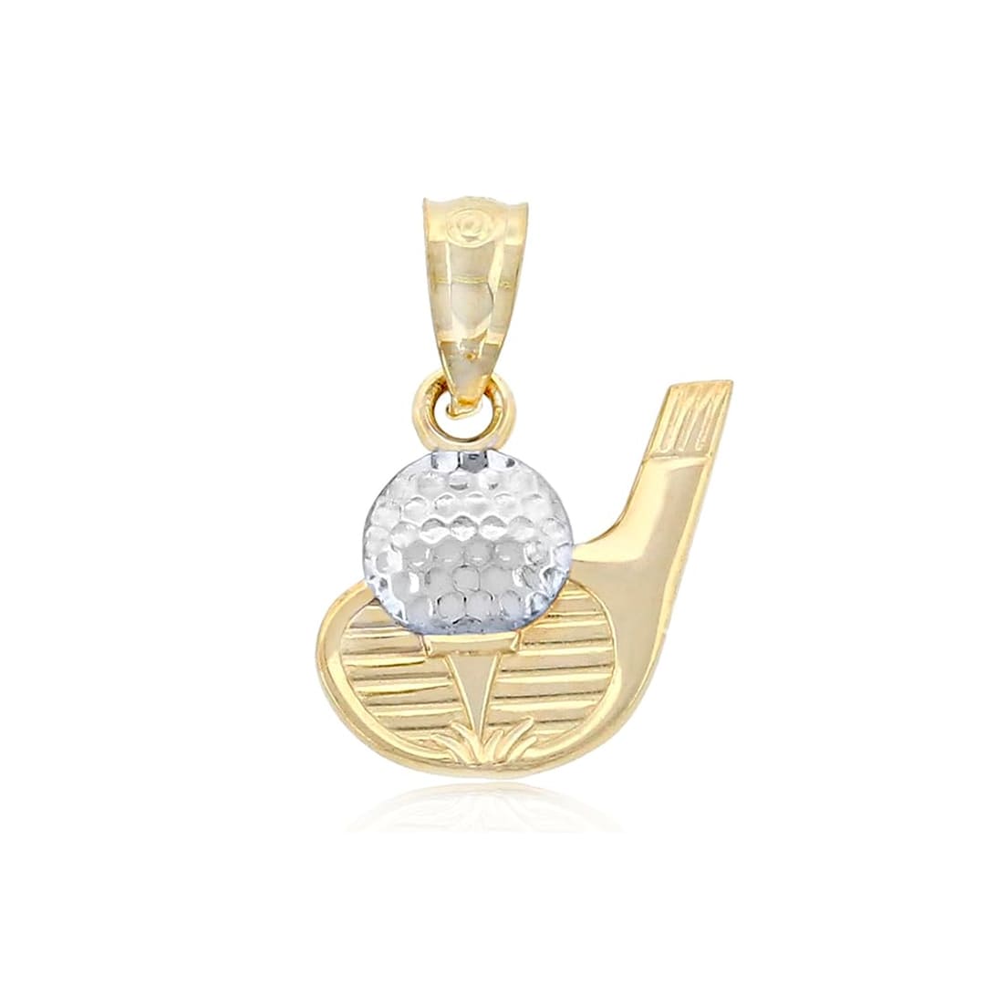 Gold Golf Golfer's Charm - 10 Karat Solid Gold With Optional Rope Chain ...