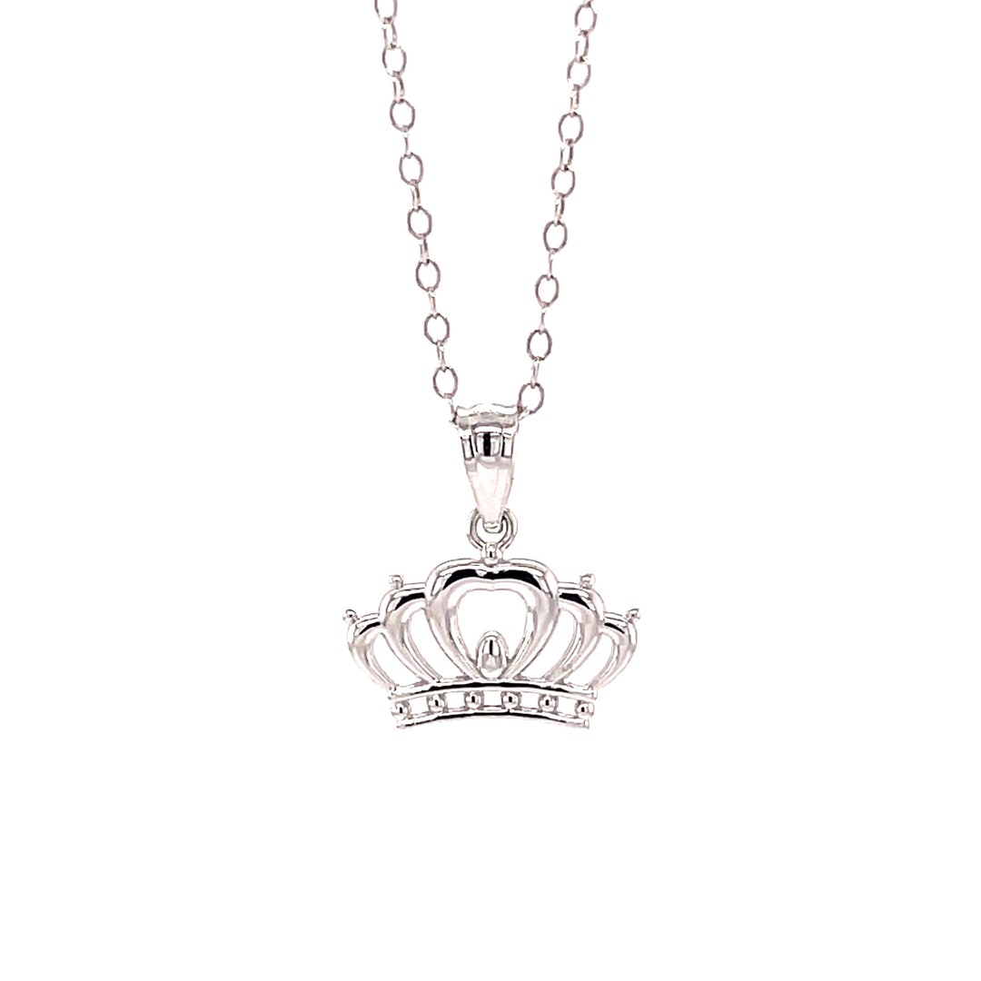 Silver Mini Crown Necklace - 925 Sterling Silver - Adjustable Silver ...