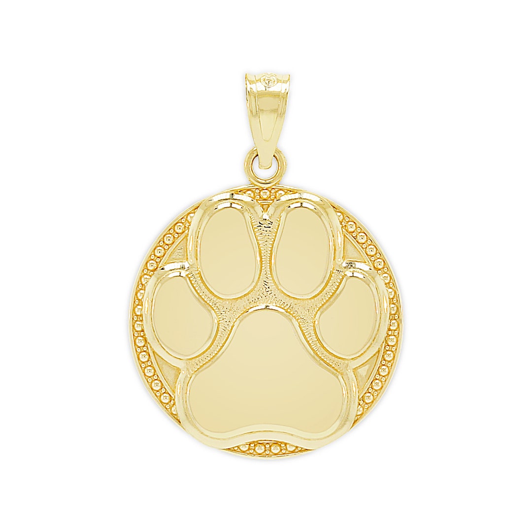 Gold Dog Paw Charm - 10 Karat Solid Yellow Gold With Optional Rope ...