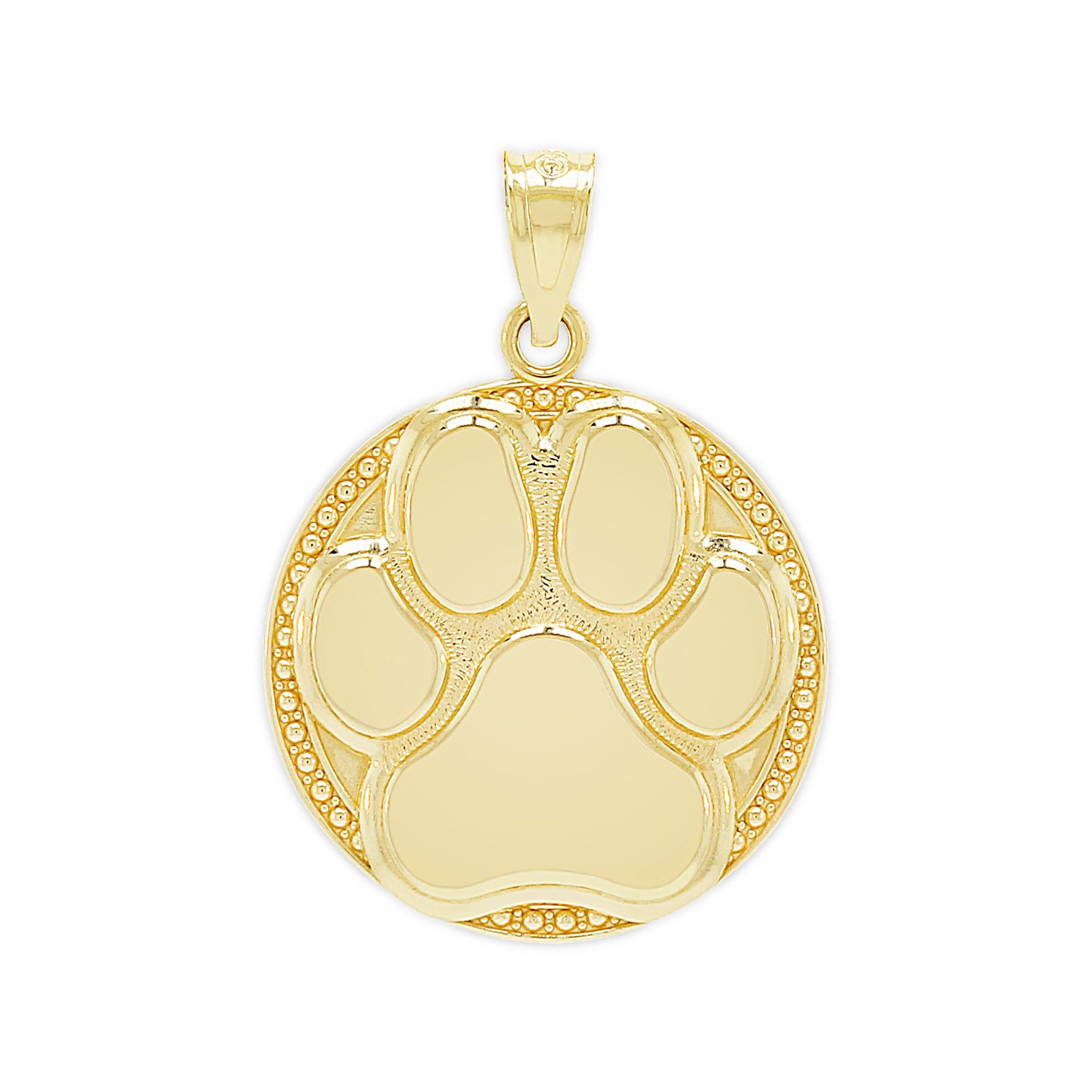 Gold Dog Paw Charm 10 Karat Solid Yellow Gold With Optional - Etsy
