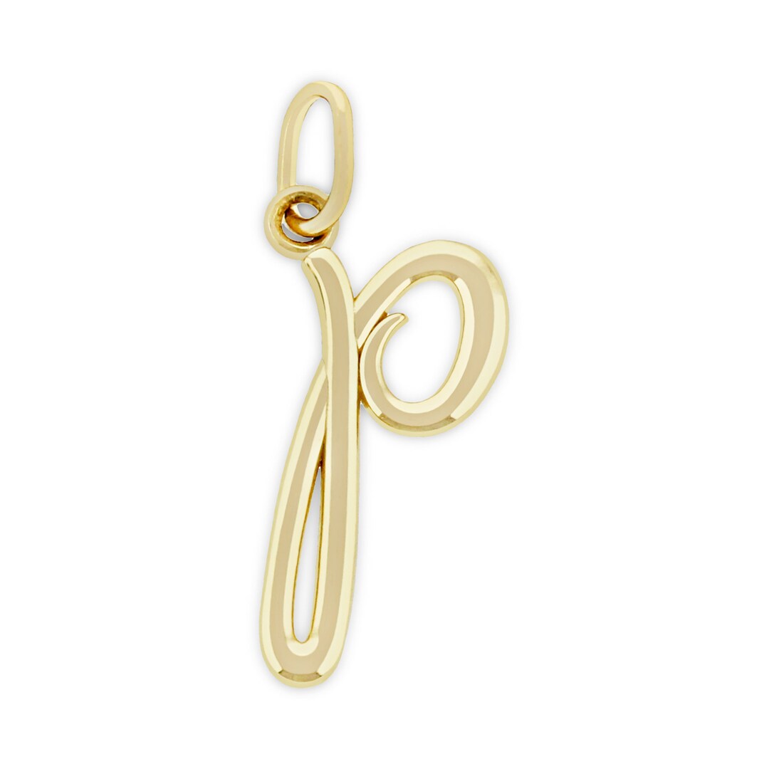 Gold Lower Case Initial P Charm - 10 Karat Solid Gold With Optional ...