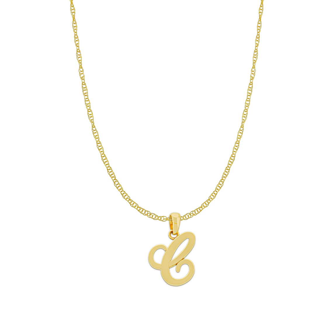Gold Initial Letter c Charm 14 Karat Solid Gold - Etsy