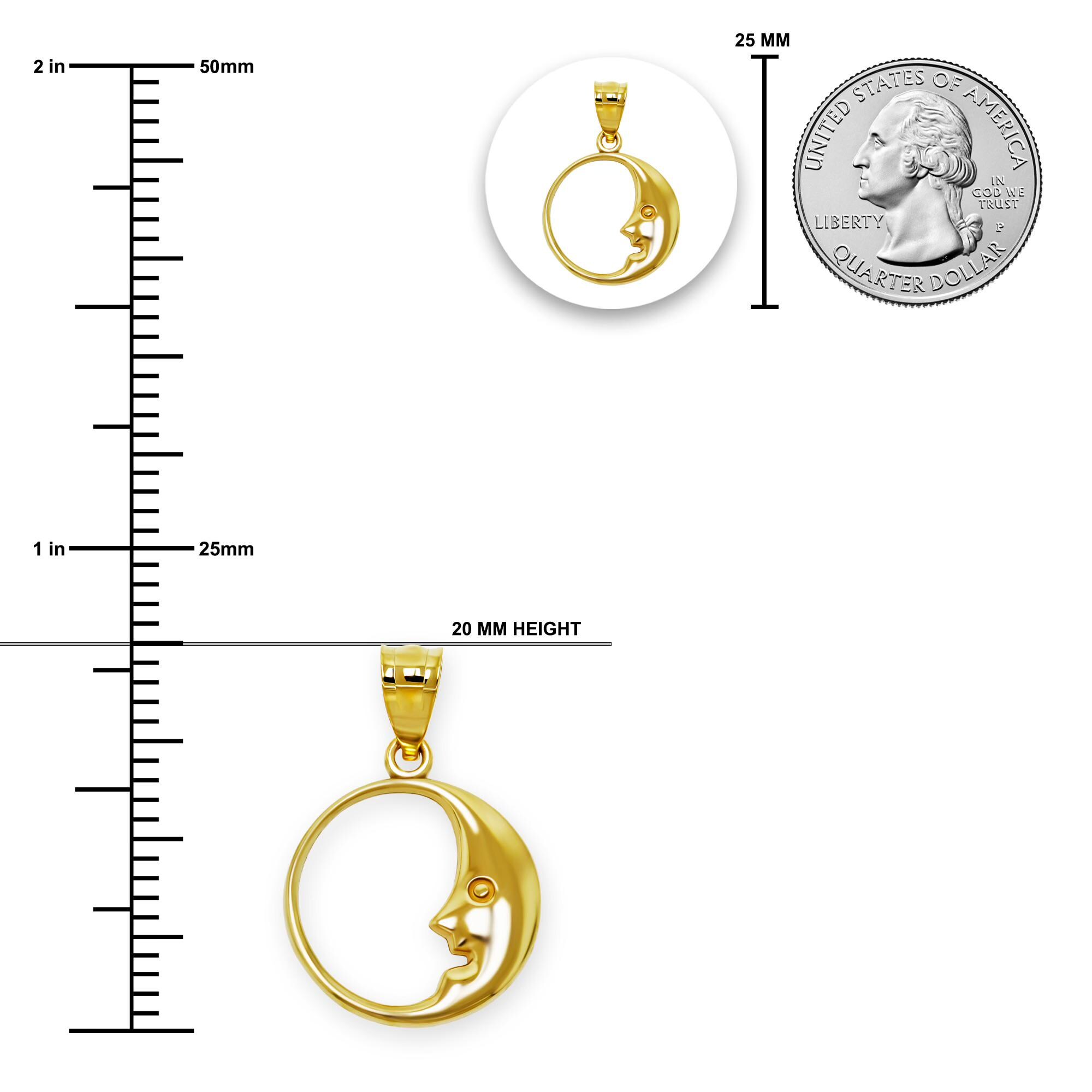 Gold Crescent Moon Charm - 10K Solid Gold - Optional Gold Chain ...