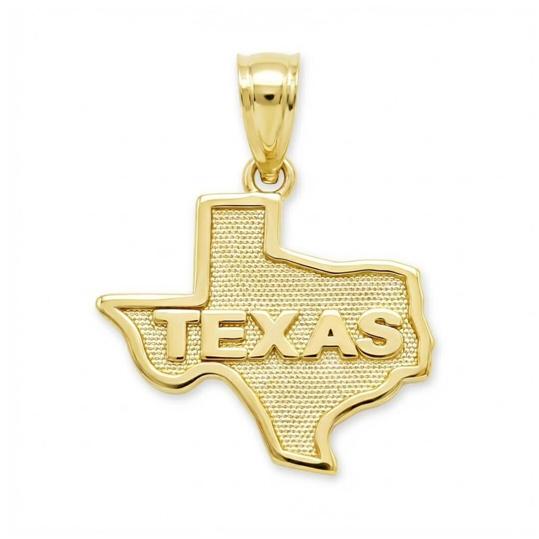 Gold Texas Pendant- 14 Karat Yellow Gold - Texas State Pendant Necklace ...