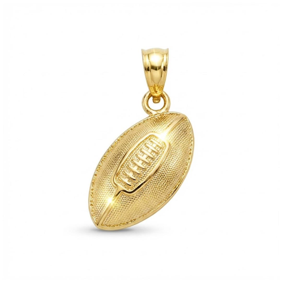 Gold Football Charm - 10 Karat Solid Gold With Optional Gold Chain ...