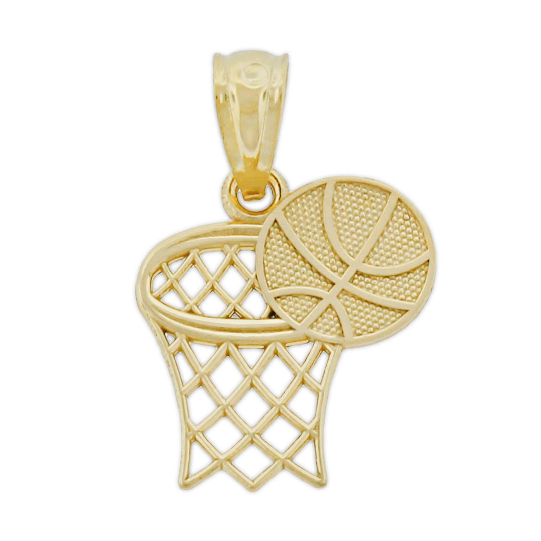 Gold Children's Basketball and Hoop Charm - 10 Karat Solid Gold ...