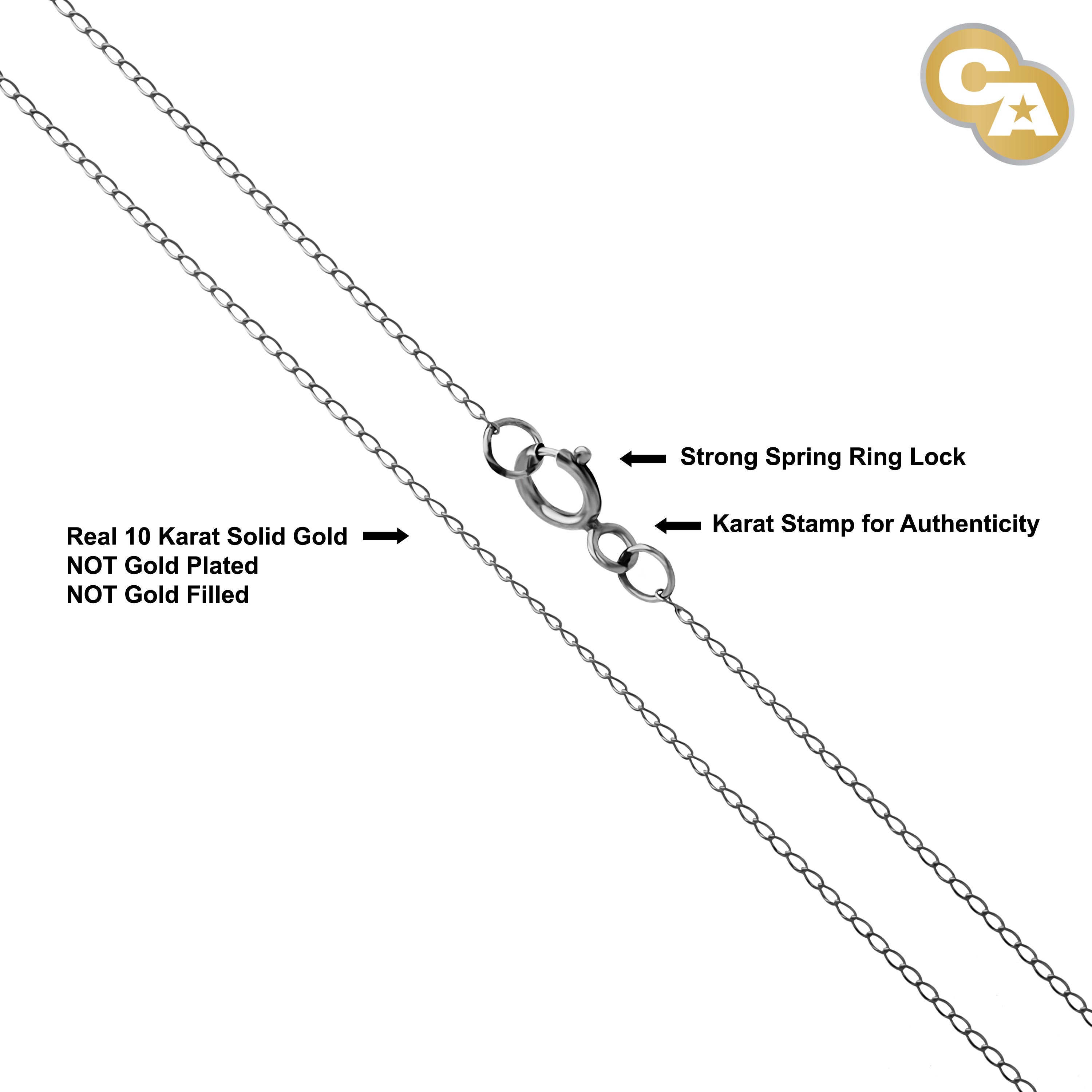 Gold Baby Curb Chain - 10 Karat Solid White Gold - Barely-there ...