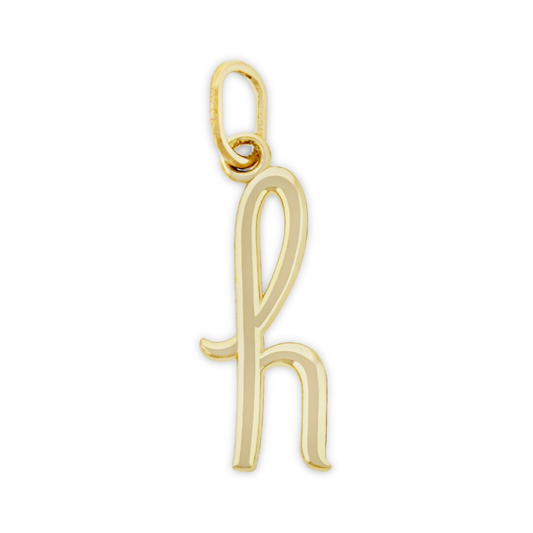 Gold Lower Case Initial H Charm - 10 Karat Solid Gold - Letter H ...