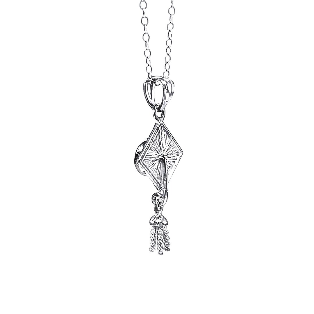 Silver Mini Graduation Cap Necklace - 925 Sterling Silver- Silver ...