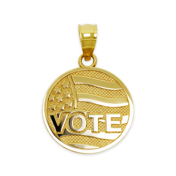 Gold USA Vote Anhanger 10 Karat Gold USA Jewelry Voting Medaillon Anhanger Doppelseitig Reversibel Optional mit Goldkette Etsy