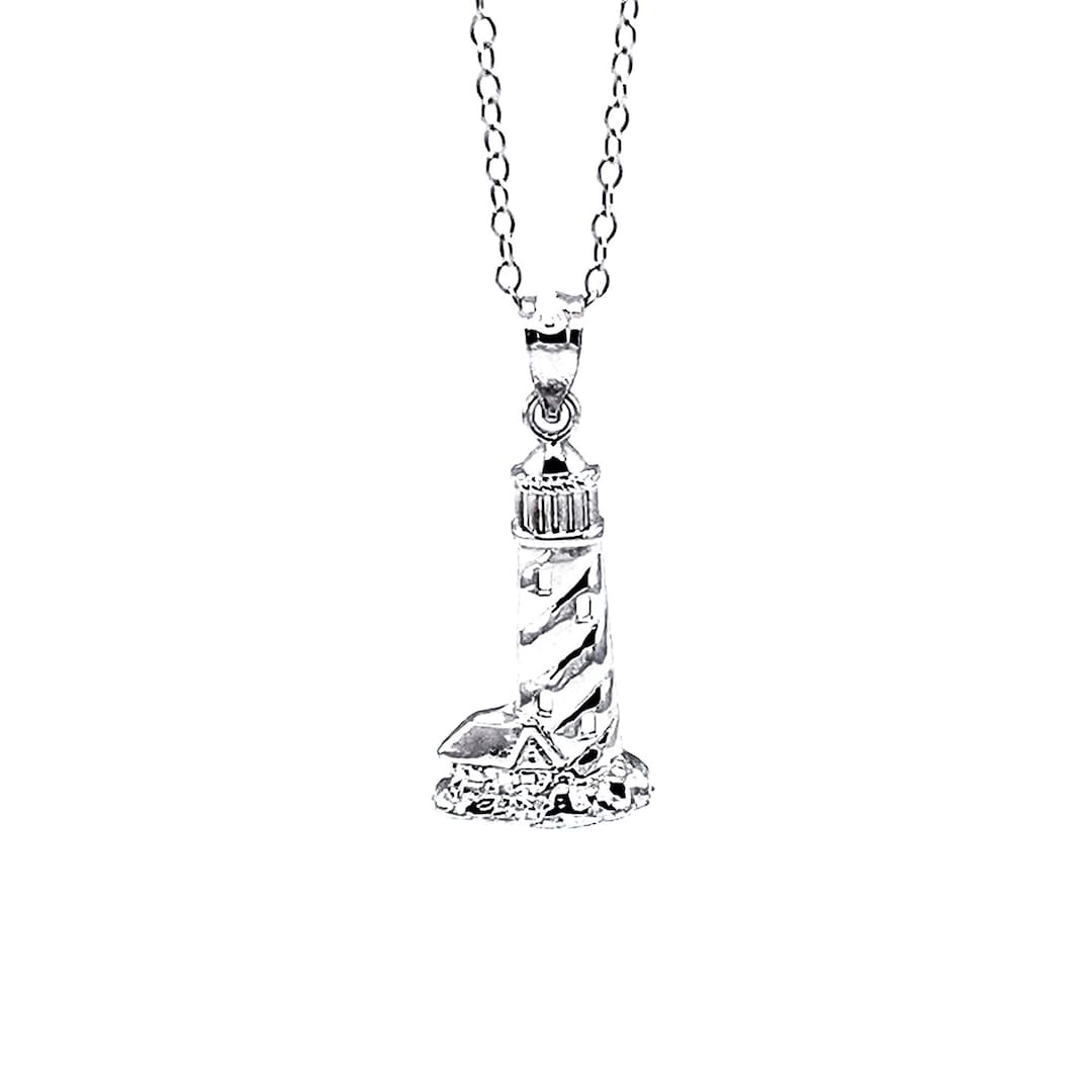 Silver Lighthouse Pendant Necklace- 925 Sterling Silver- Silver ...
