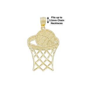 Gold Basketball Hoop Charm - Basketball Pendant -10 Karat Solid Gold ...