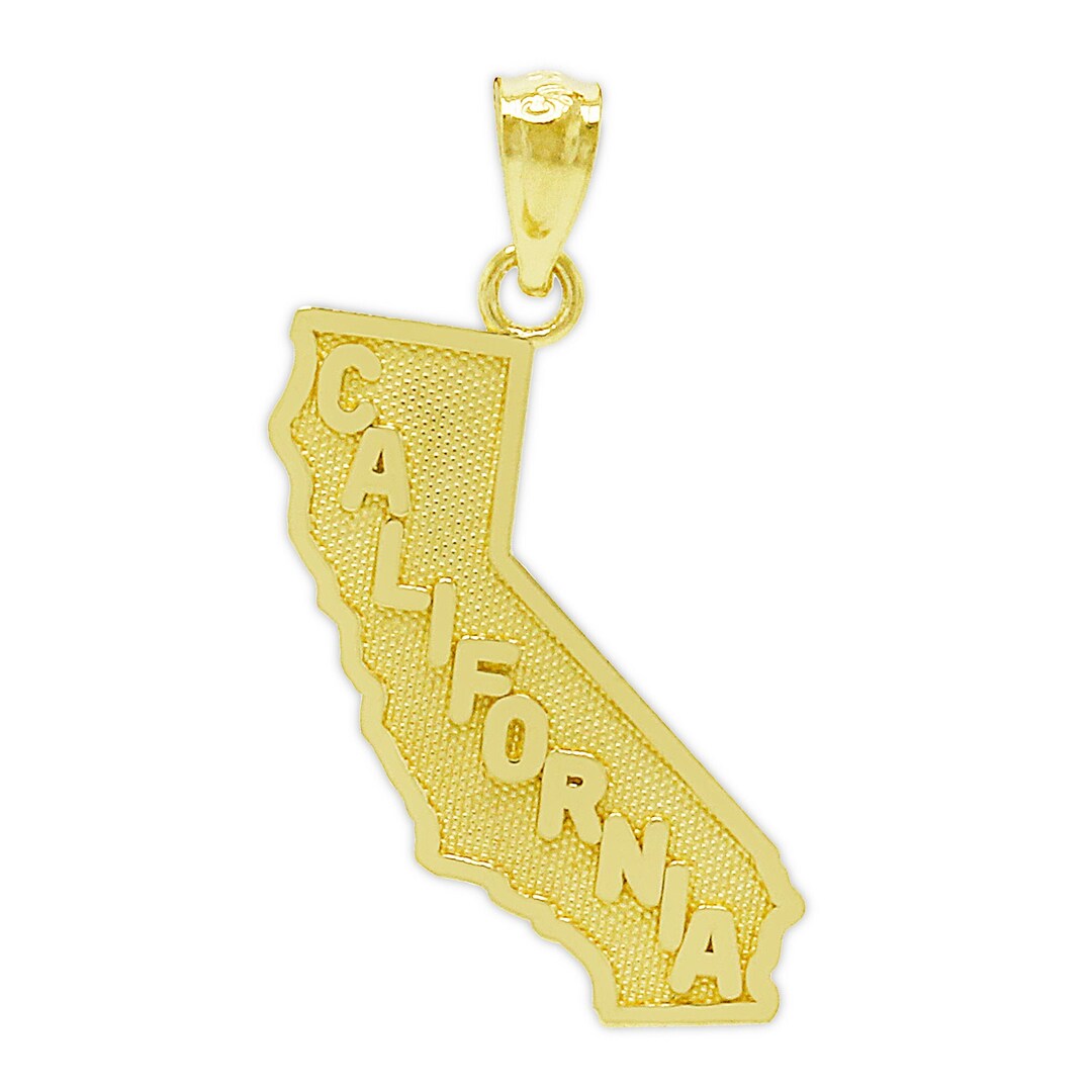Gold Map of California Charm - 10 Karat Solid Gold - California Map ...