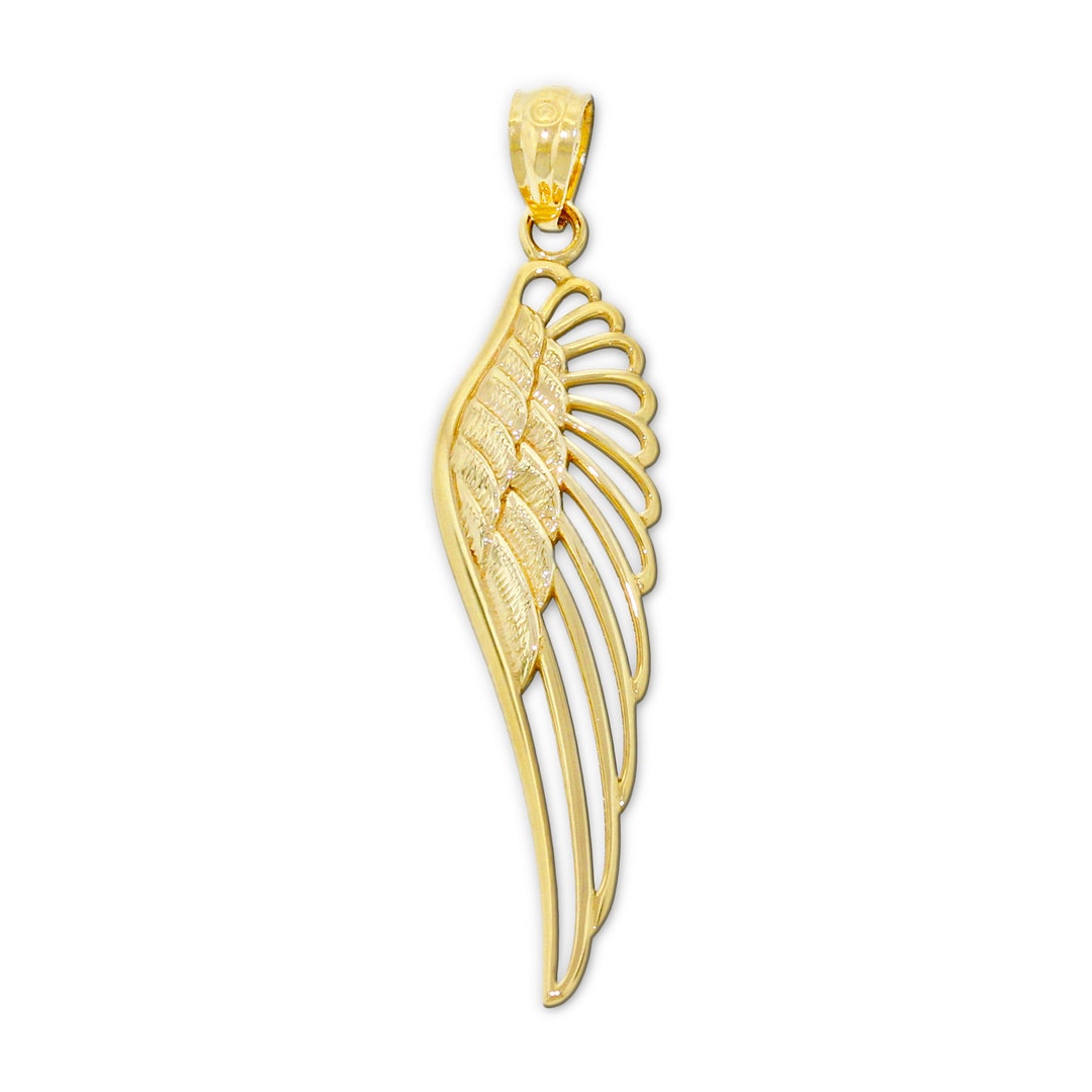 Gold Open Angel Wing Charm - Angel Wing Pendant - 10 Karat Solid Gold ...