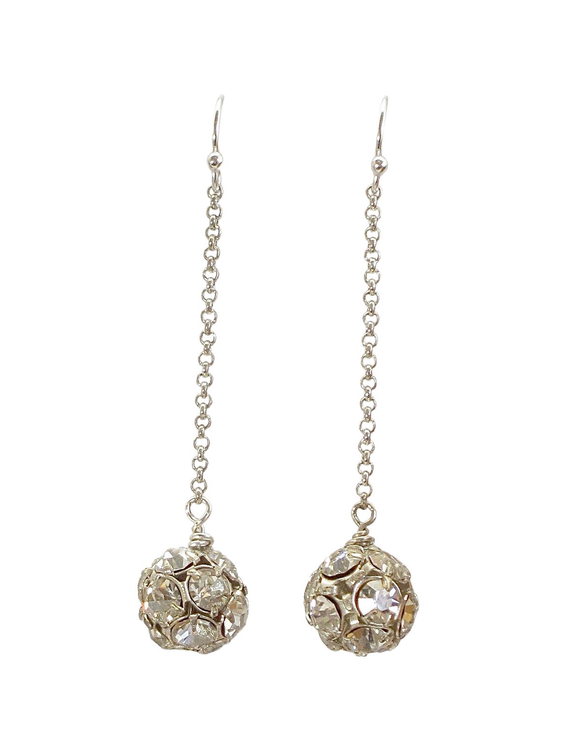 Rhinestone Ball Dangle Earrings Drop Earrings Rhinestone Etsy
