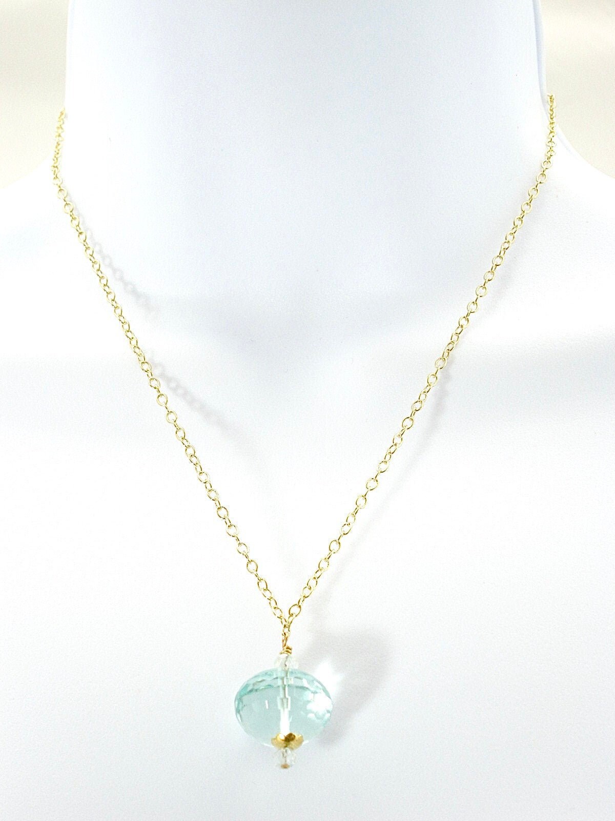 Blue Quartz Pendant Necklace, Gold Chain Jewelry, Gemstone and Chain ...