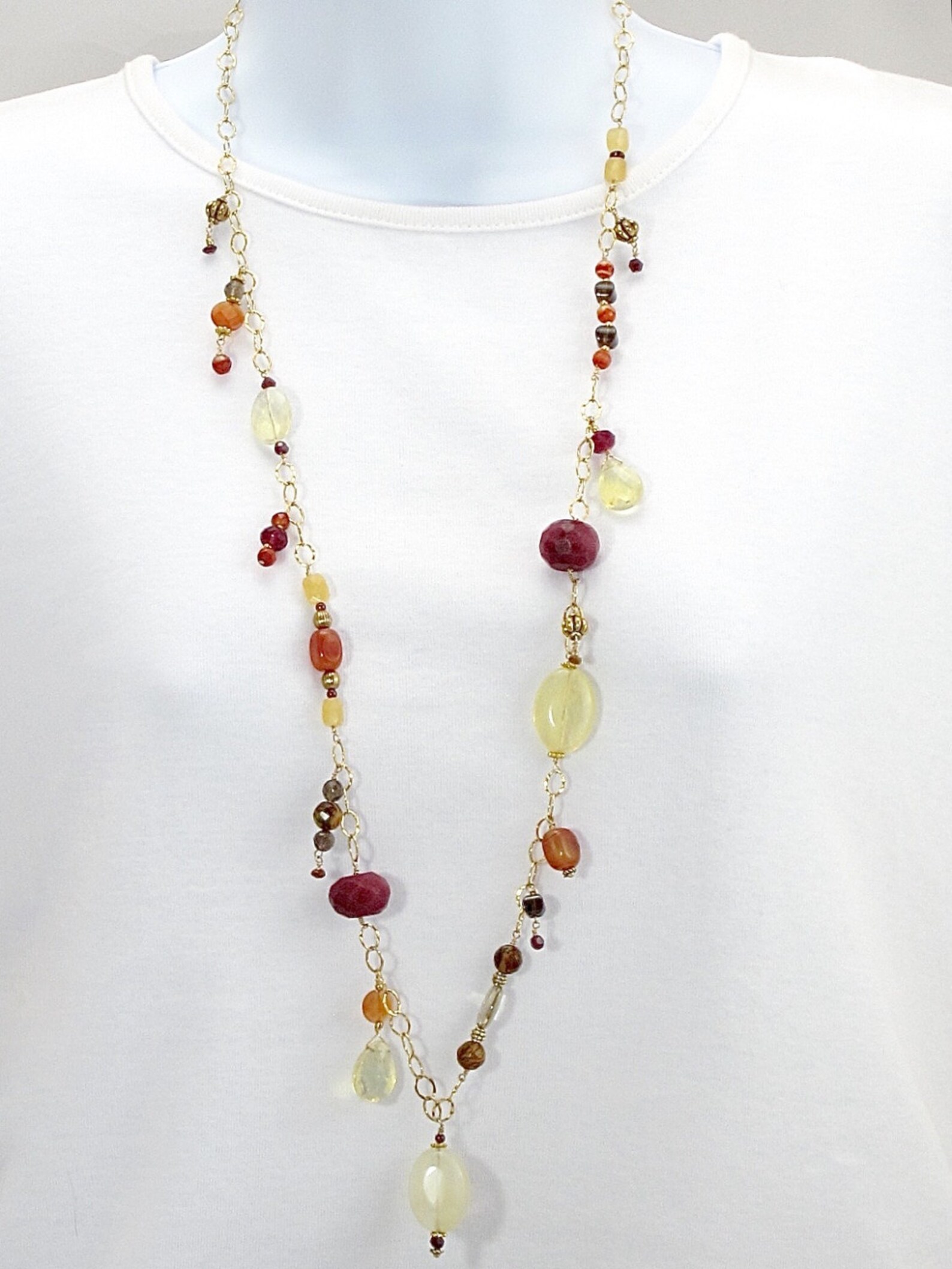 Crazy Multi Colored Gemstone Necklace Many Colored Gold - Etsy