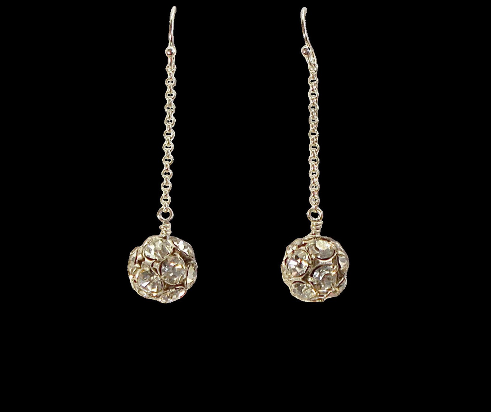 Rhinestone Ball Dangle Earrings Drop Earrings Rhinestone Etsy