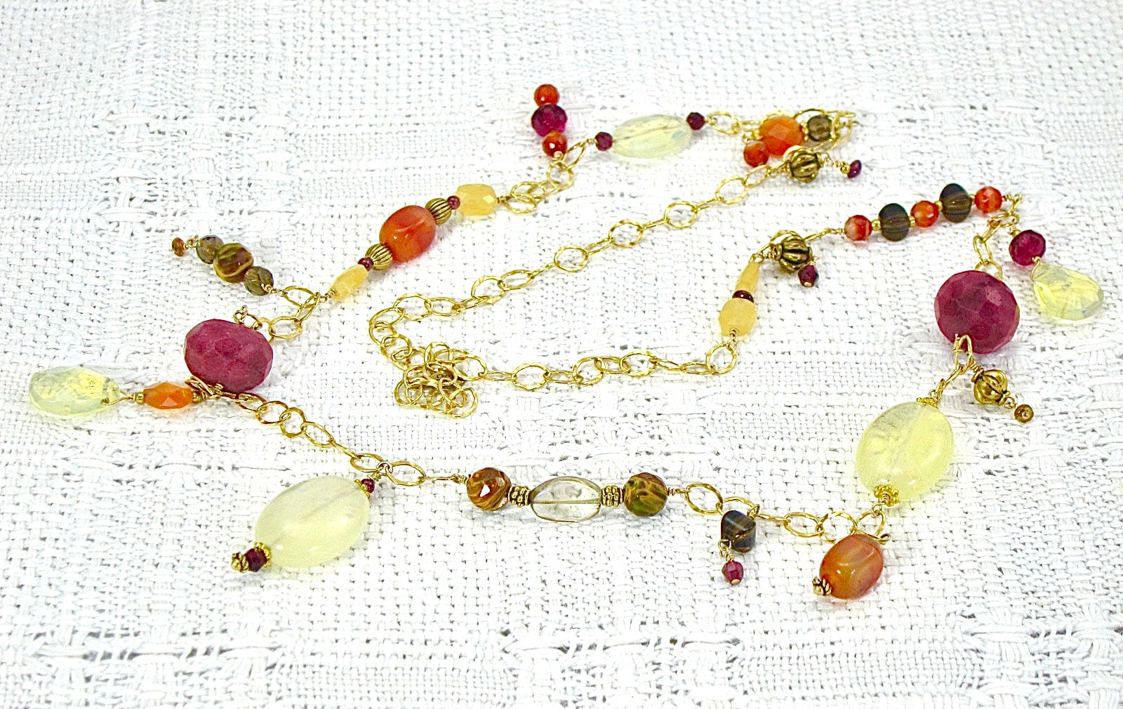 Crazy Multi Colored Gemstone Necklace Many Colored Gold - Etsy