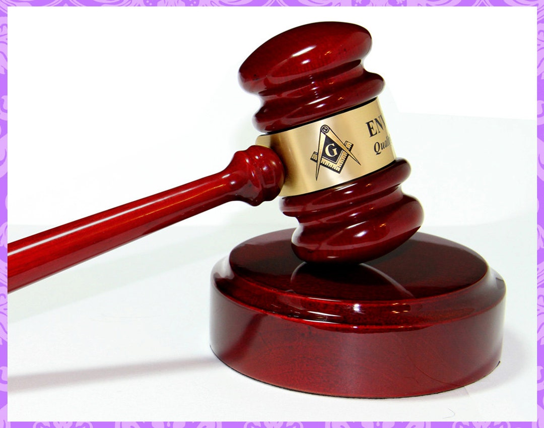 Personalized Custom Engraved Rosewood Gavel W/ Sounding Block W/ Mason ...