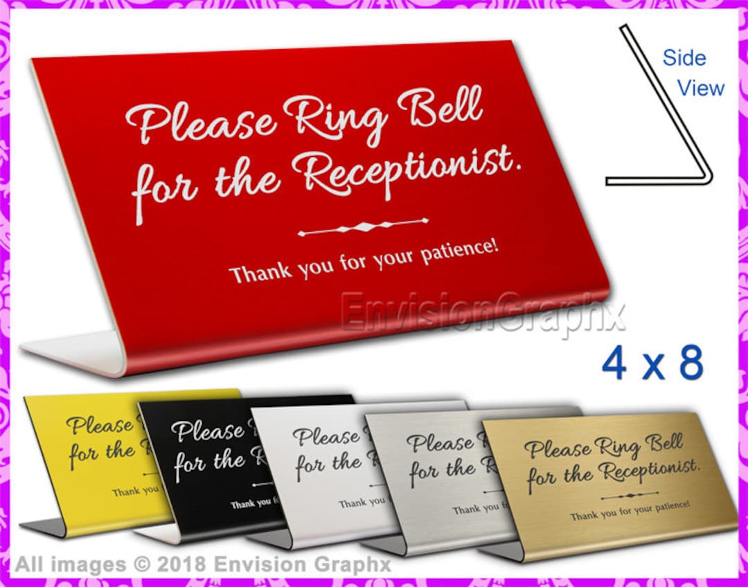 4x8 Engraved Plastic Professional Office Front Desk Sign - Please Ring ...