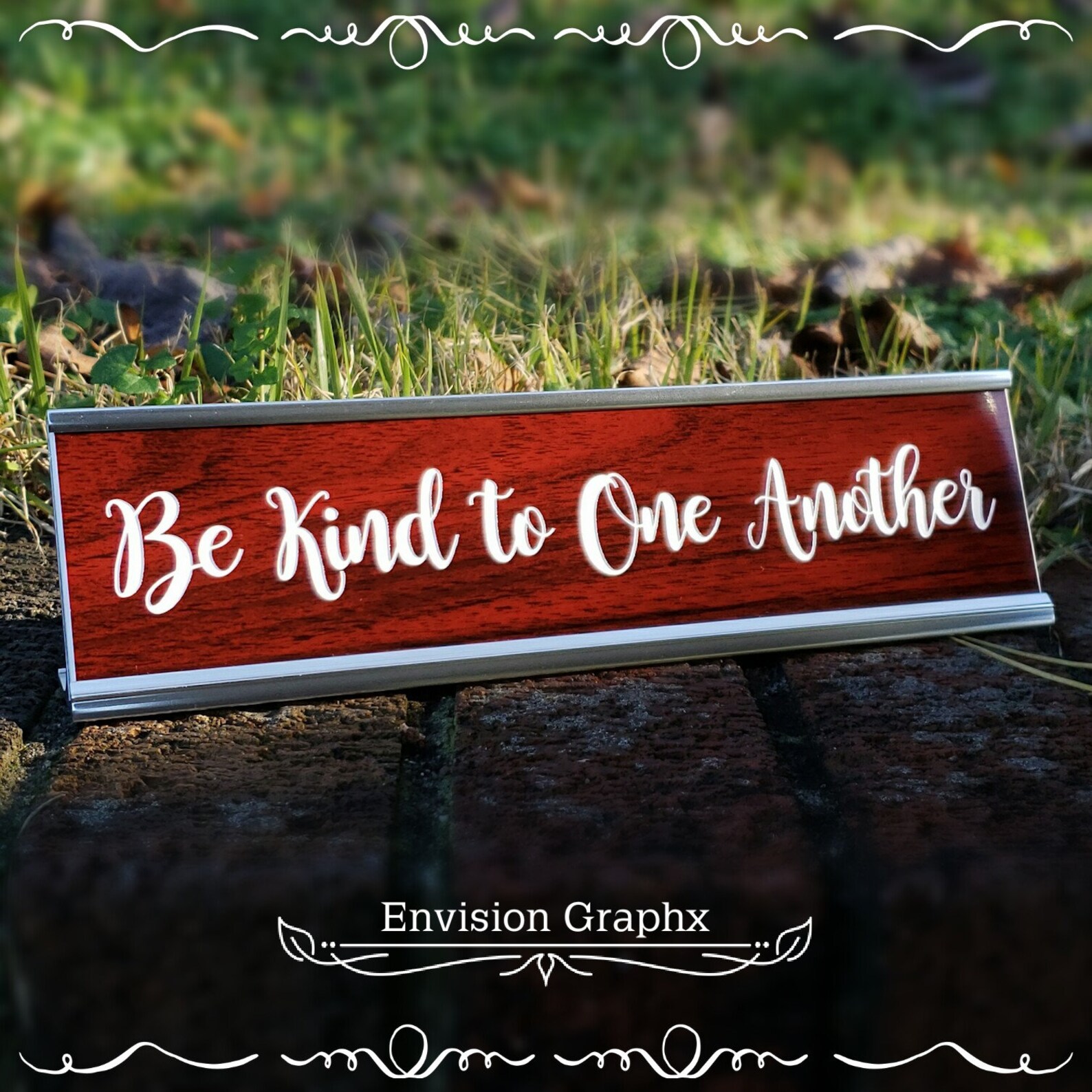 2x8 Cherry Gloss Desk Name Plate Be Kind to One Another ~ Inspiration ...