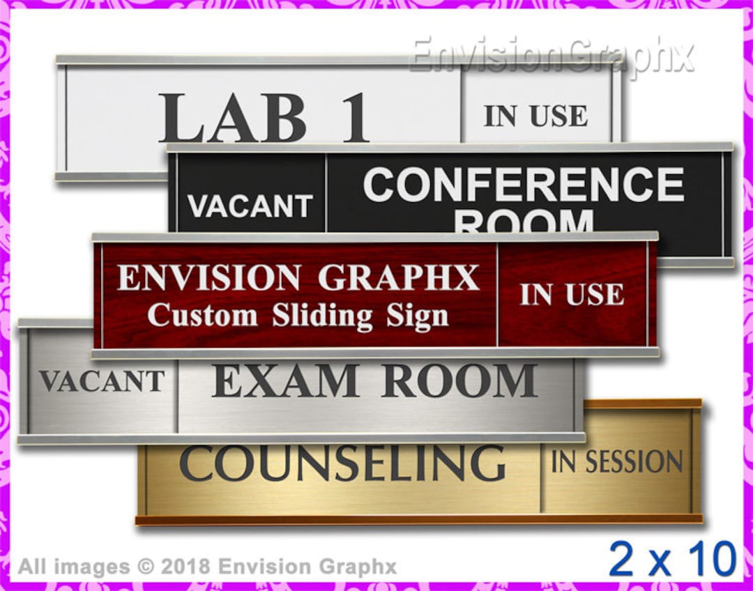 Custom Engraved 2x10 Sliding Door Wall Sign - Choose From 10 Color ...