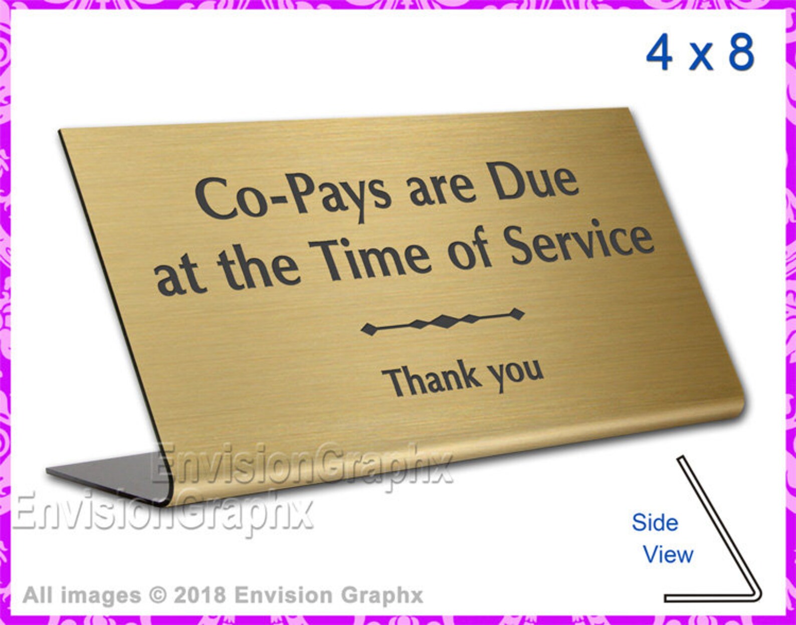 4x8 Engraved Plastic Professional Office Lobby Front Desk Sign - Co ...